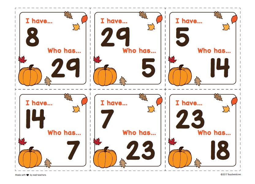 I Have... Who Has... Fall – TeachersLove